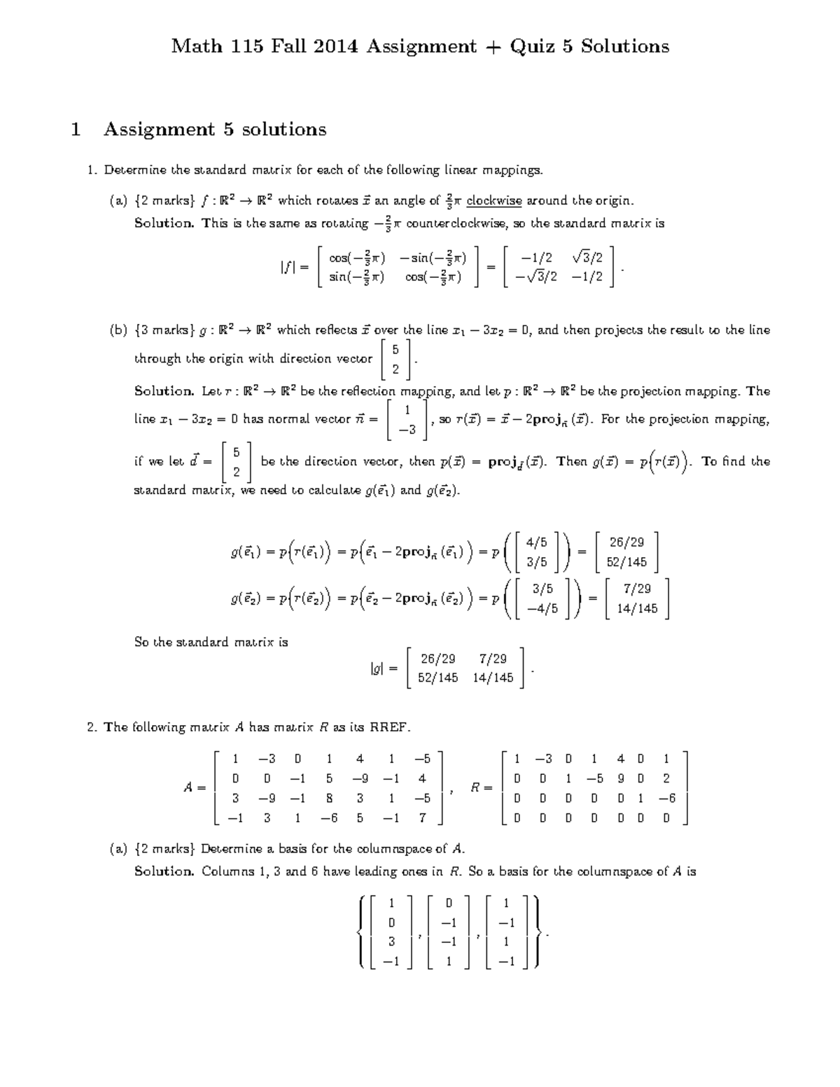 MATH115 F14 A5 soln - Study reference - Math 115 Fall 2014 Assignment ...