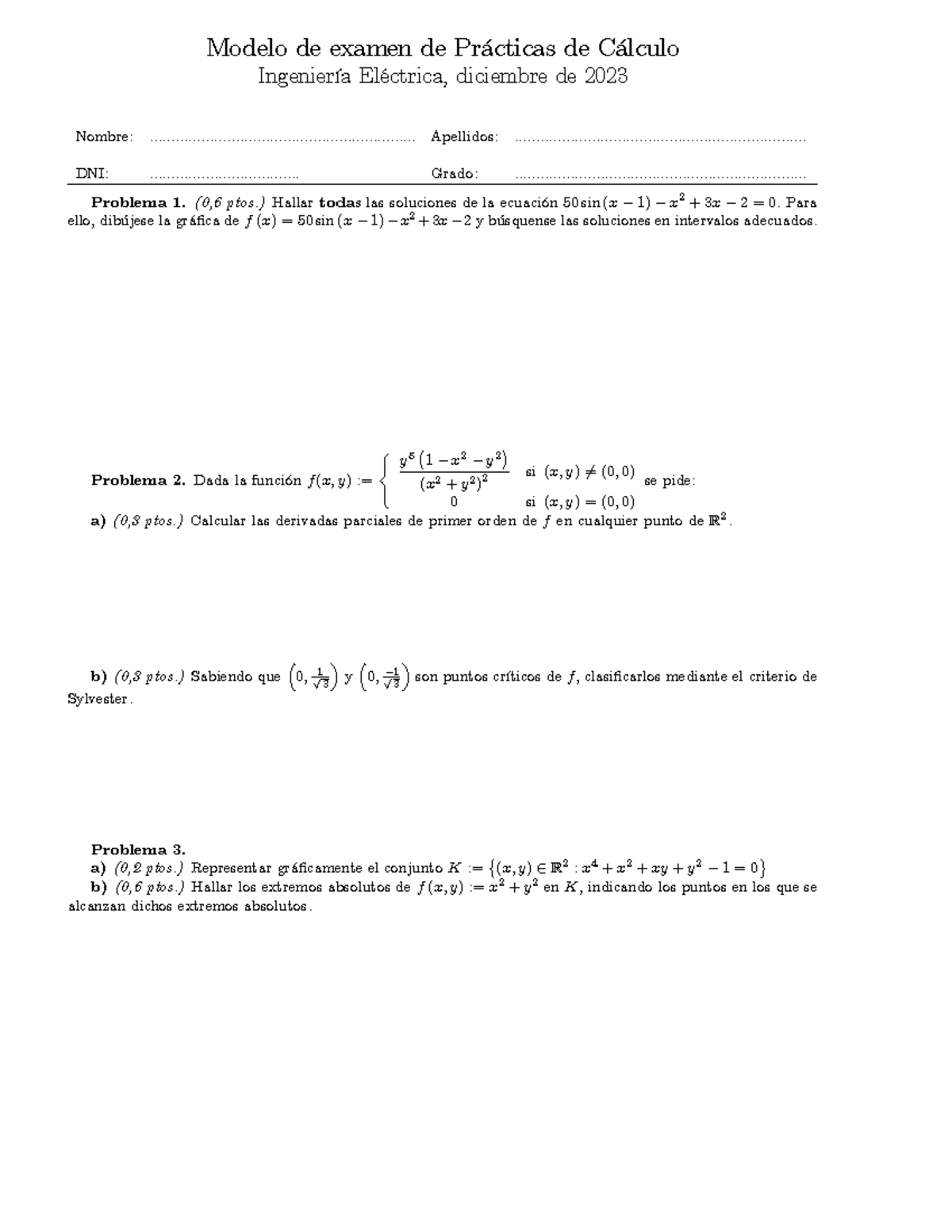 Modelo Ex Practicas Calculo - Modelo de examen de Pr·cticas de C·lculo IngenierÌa ElÈctrica ...