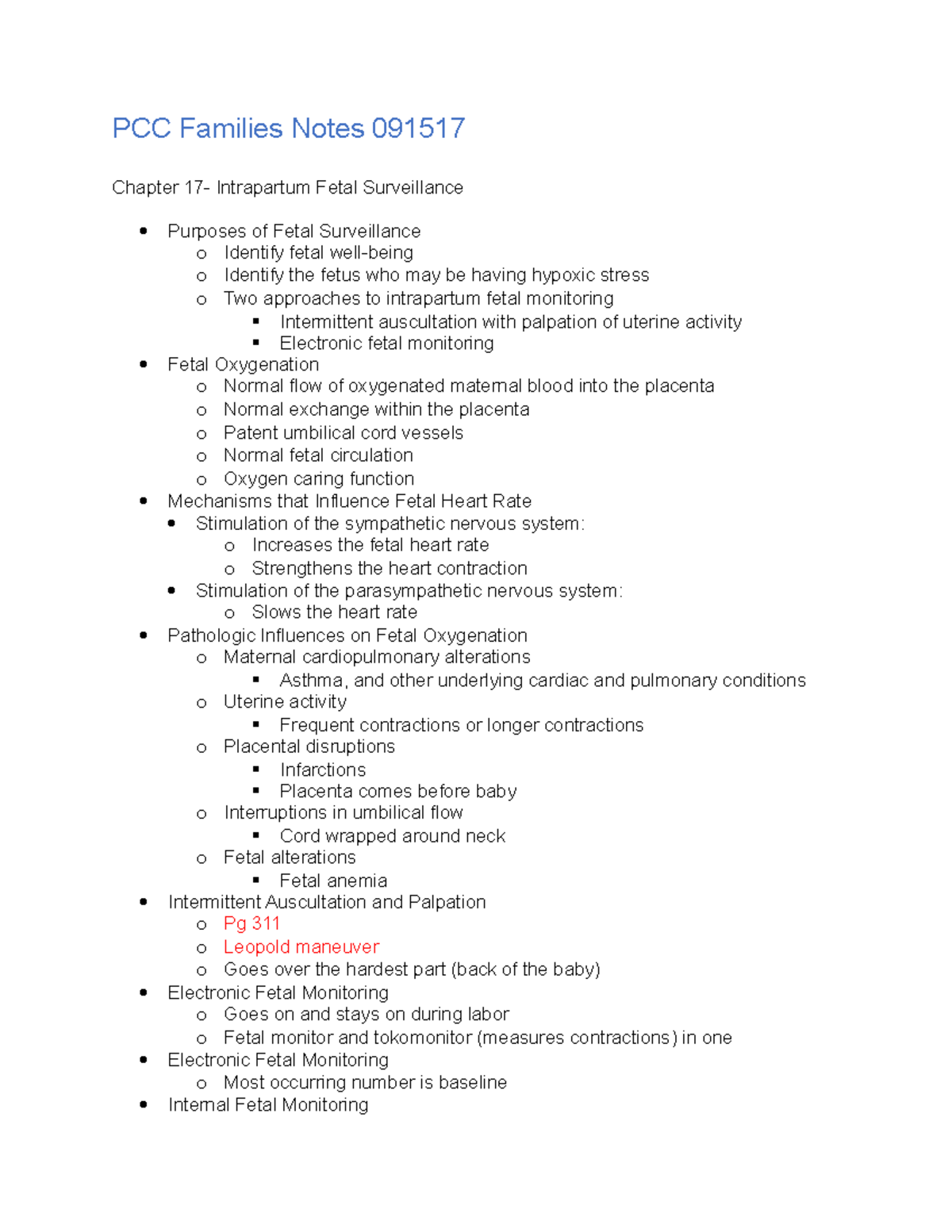 PCC Families Notes 091517 - PCC Families Notes 091517 Chapter 17 ...