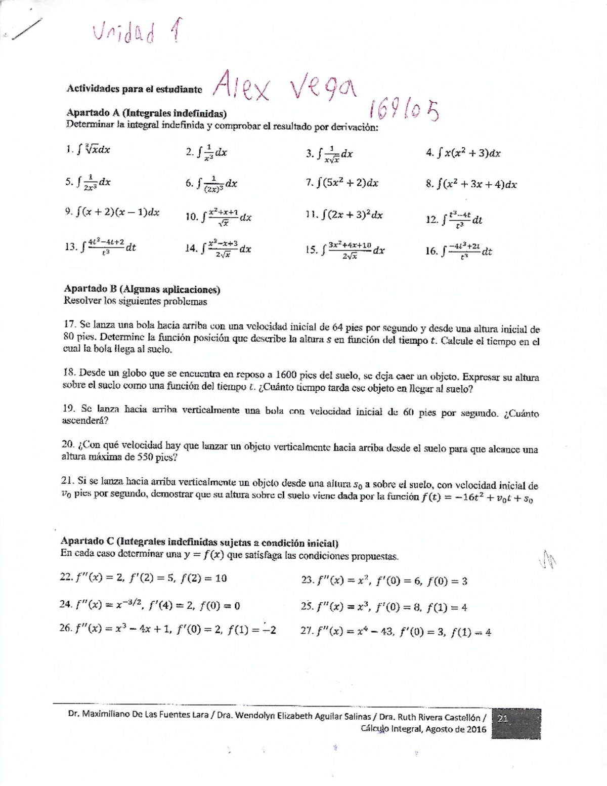 Unidad 1 - Trabajos del libro de integrales - Cálculo Integral - Studocu