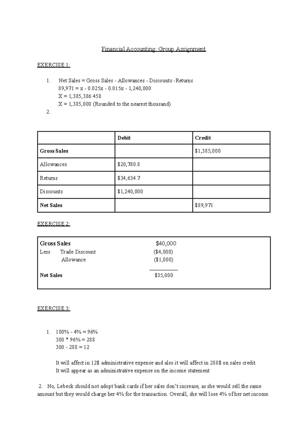 Financial Accounting Homework - Financial Accounting: Group Assignment ...
