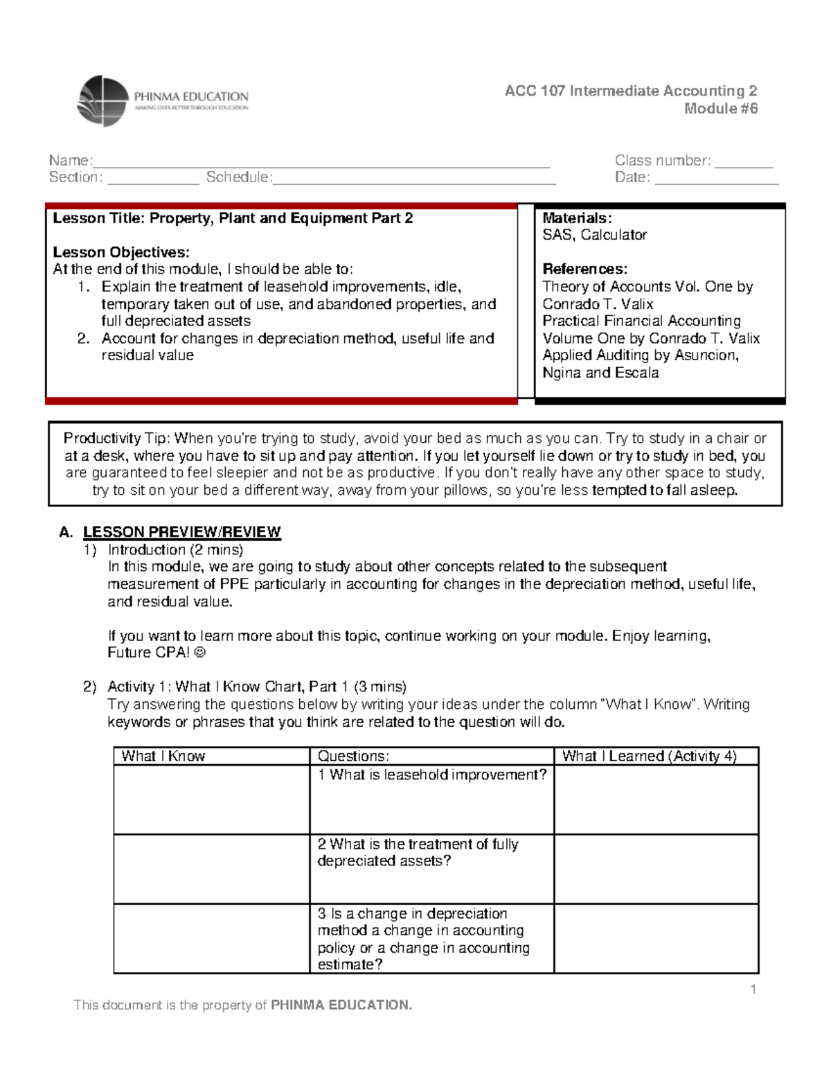 SAS#6-ACC107 - Module # Name ...