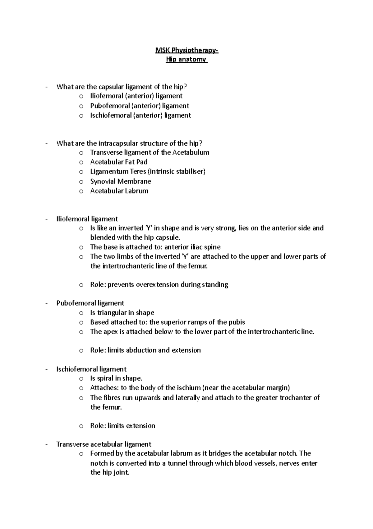 MSK Physiotherapy- Hip anatomy - MSK Physiotherapy- Hip anatomy What ...