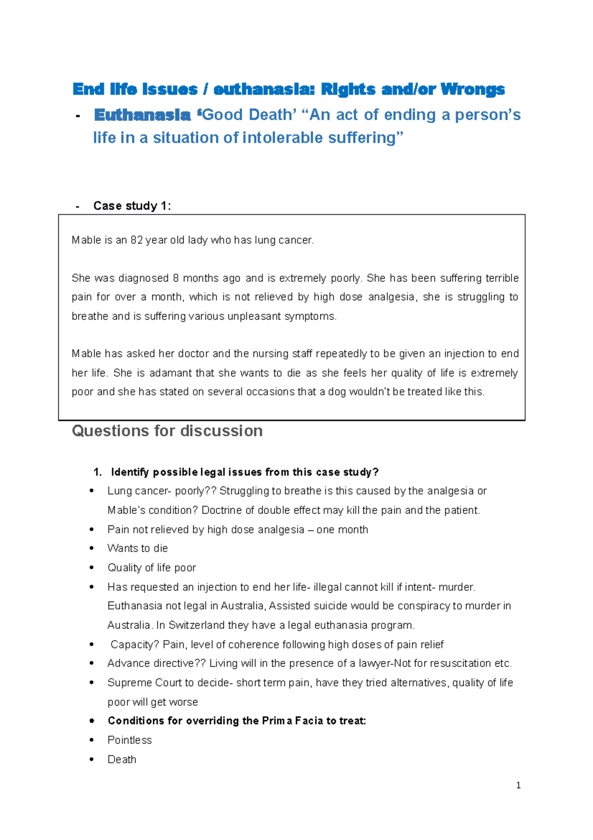 End life issues - case studies - tutorial 5(1) - End life issues ...