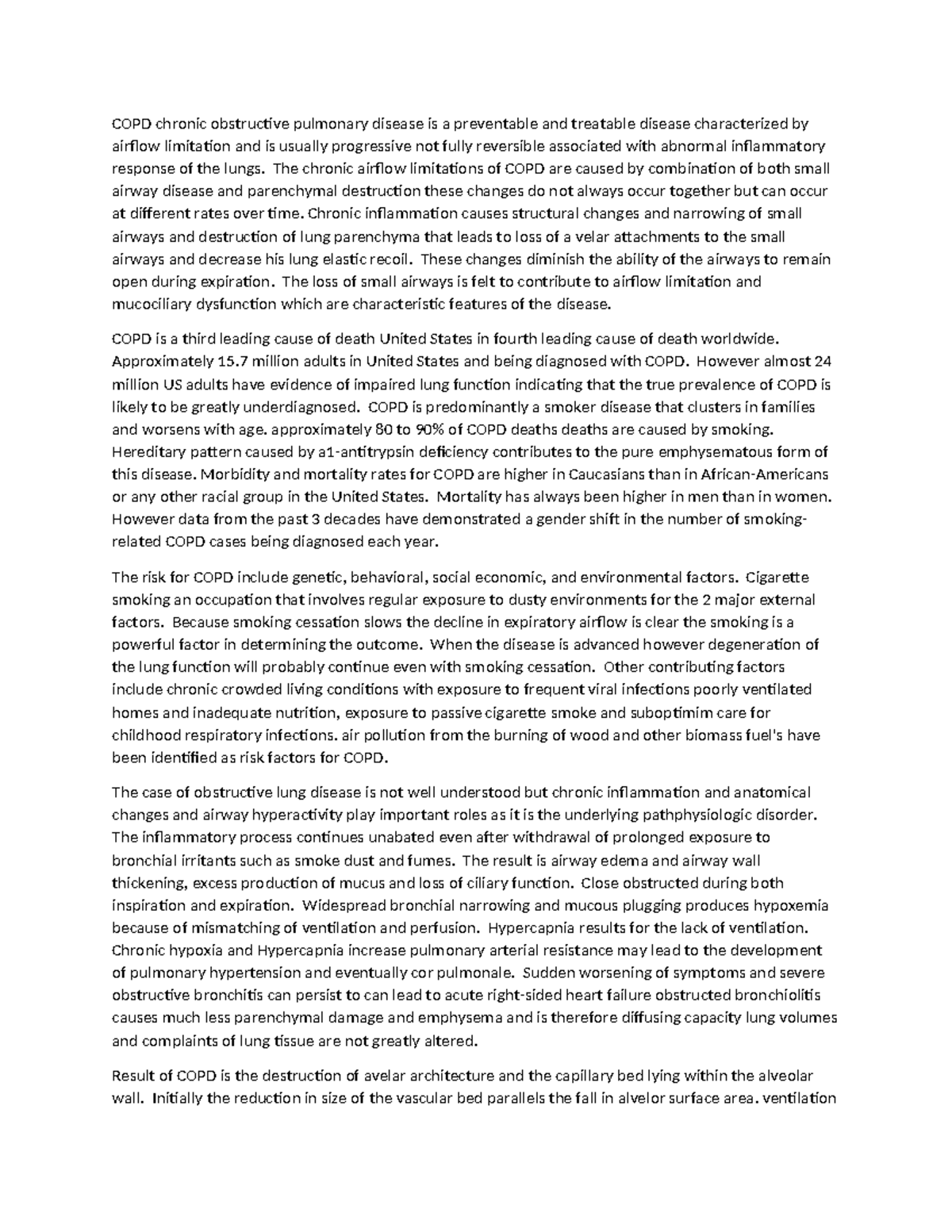 COPD - Paper - COPD chronic obstructive pulmonary disease is a ...