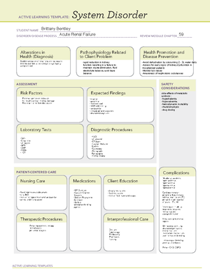 Breast Cancer - Ati - ACTIVE LEARNING TEMPLATES System Disorder STUDENT ...