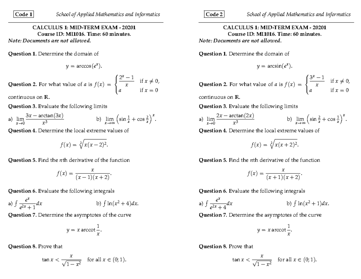 MI1016 GK20201 - de thi gk gt1 - Code 1 School of Applied Mathematics ...