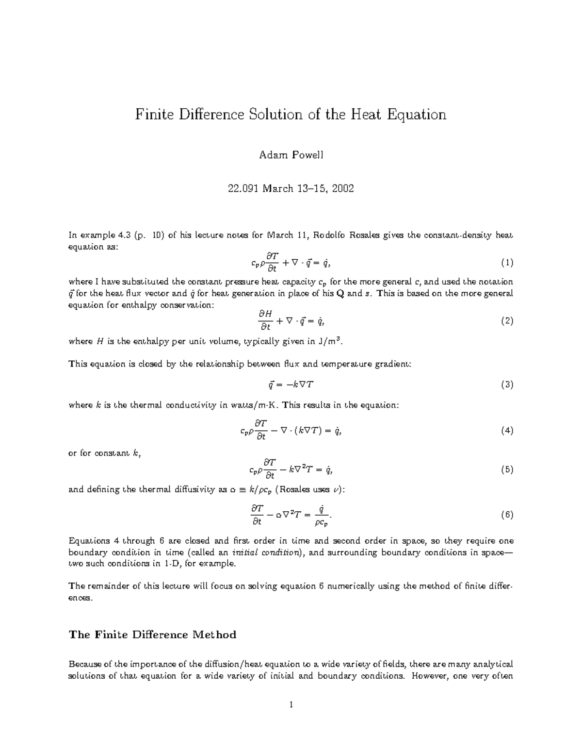 Lecture 16 - tarea 4 - Finite Difference Solution of the Heat Equation ...