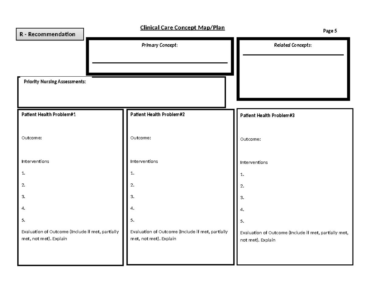 Clinical Care Concept Map - Clinical Care Concept Map/Plan Patient Health Problem# Outcome ...
