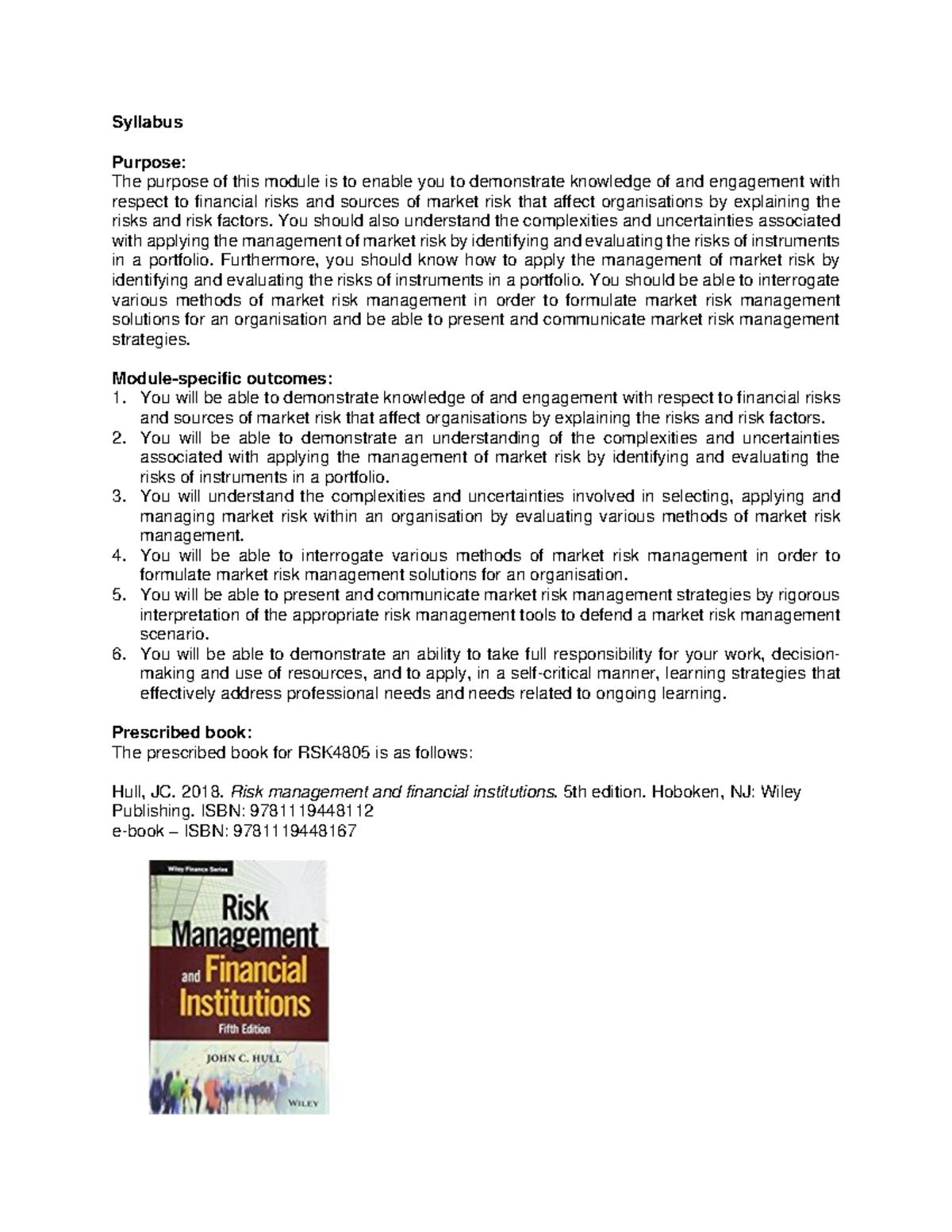 Syllabus - Syllabus Purpose: The purpose of this module is to enable ...