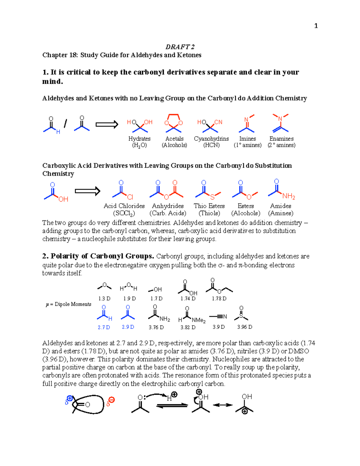 Aldehyde-Ketone Study Guide - DRAFT 2 Chapter 18: Study Guide for ...