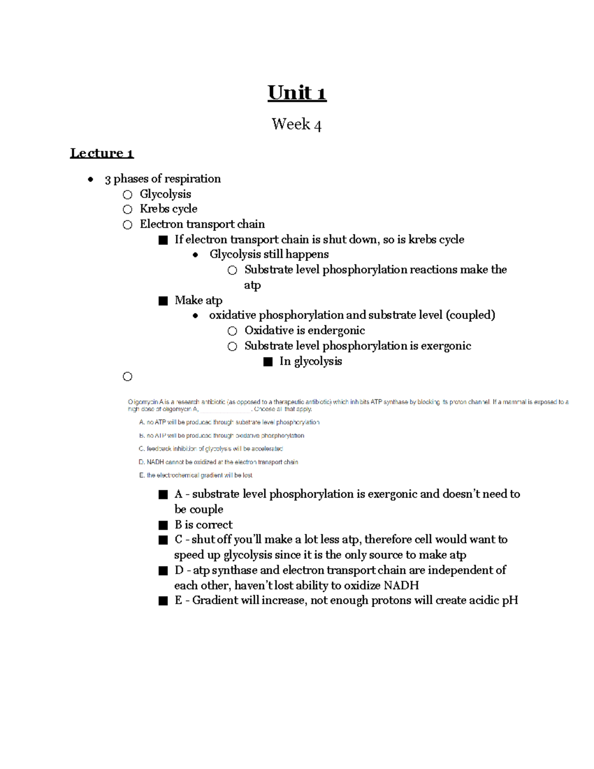 Copy of Week 4 MCB - week 4 mcb 150 - Unit 1 Week 4 Lecture 1 3 phases of respiration Glycolysis ...