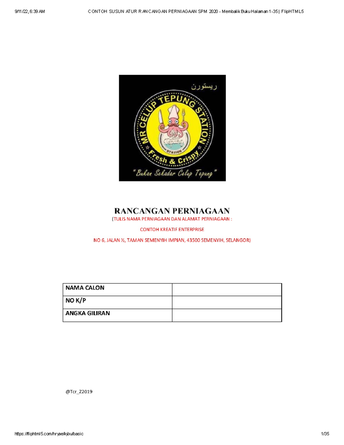 Contoh Susun ATUR Rancangan Perniagaan SPM 2020 - Membalik Buku Halaman ...