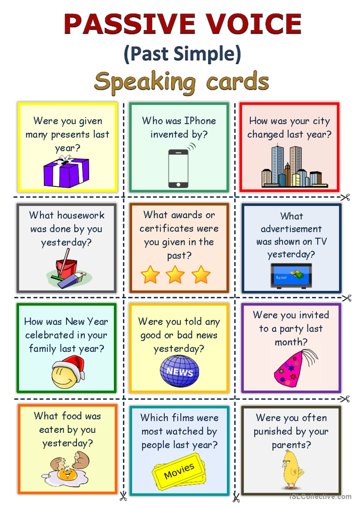 Passive Voice (PAST Simple) - Speaking cards - What advertisement was ...