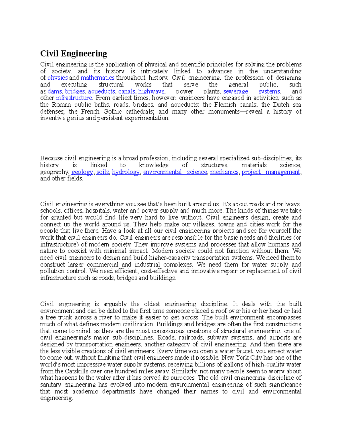 Introduction TO Civil Engineering - Civil Engineering Civil engineering ...