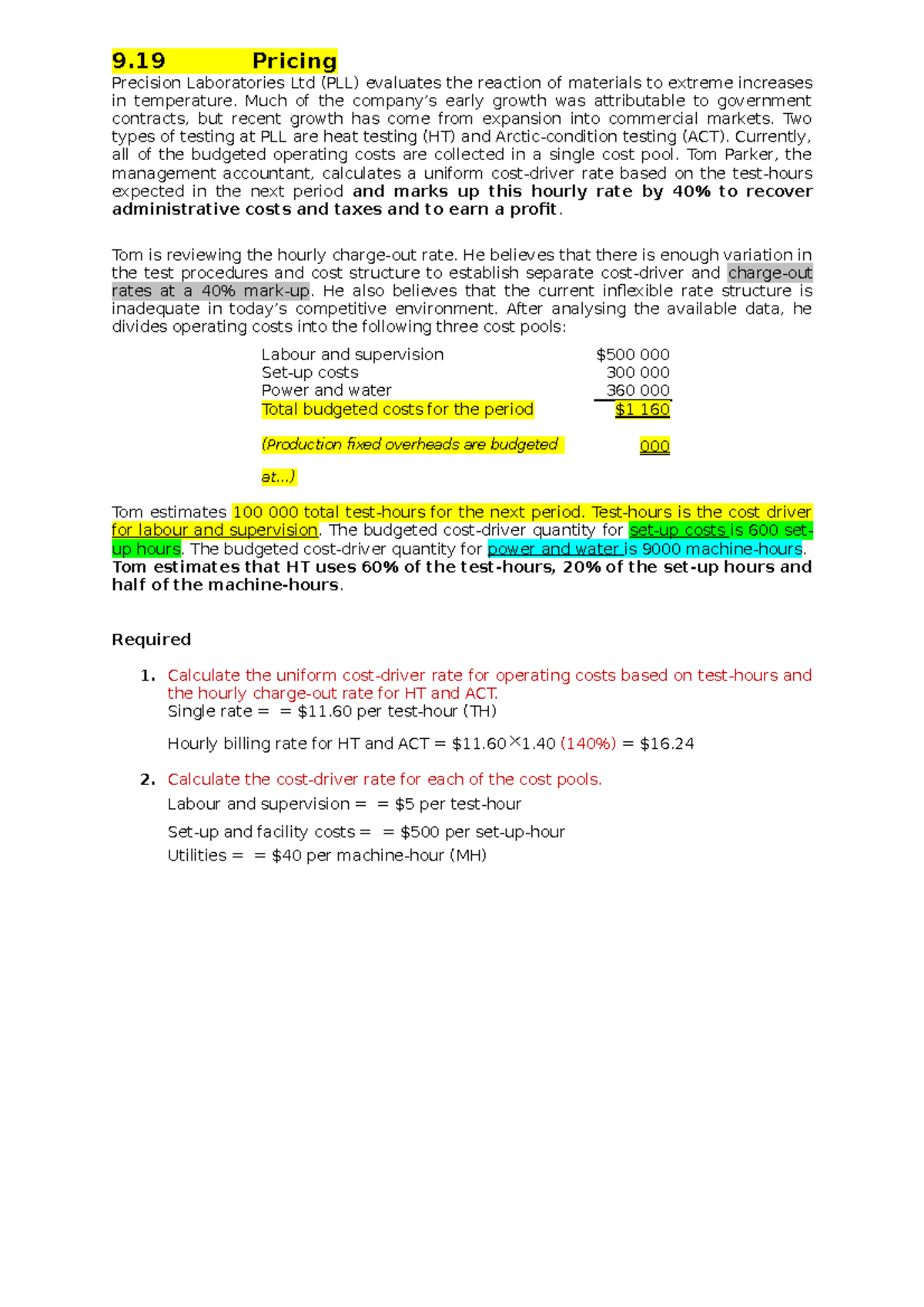 Cost Ana - Tutorial 10 (W8,9) (Pricing) - 9 Pricing Precision ...