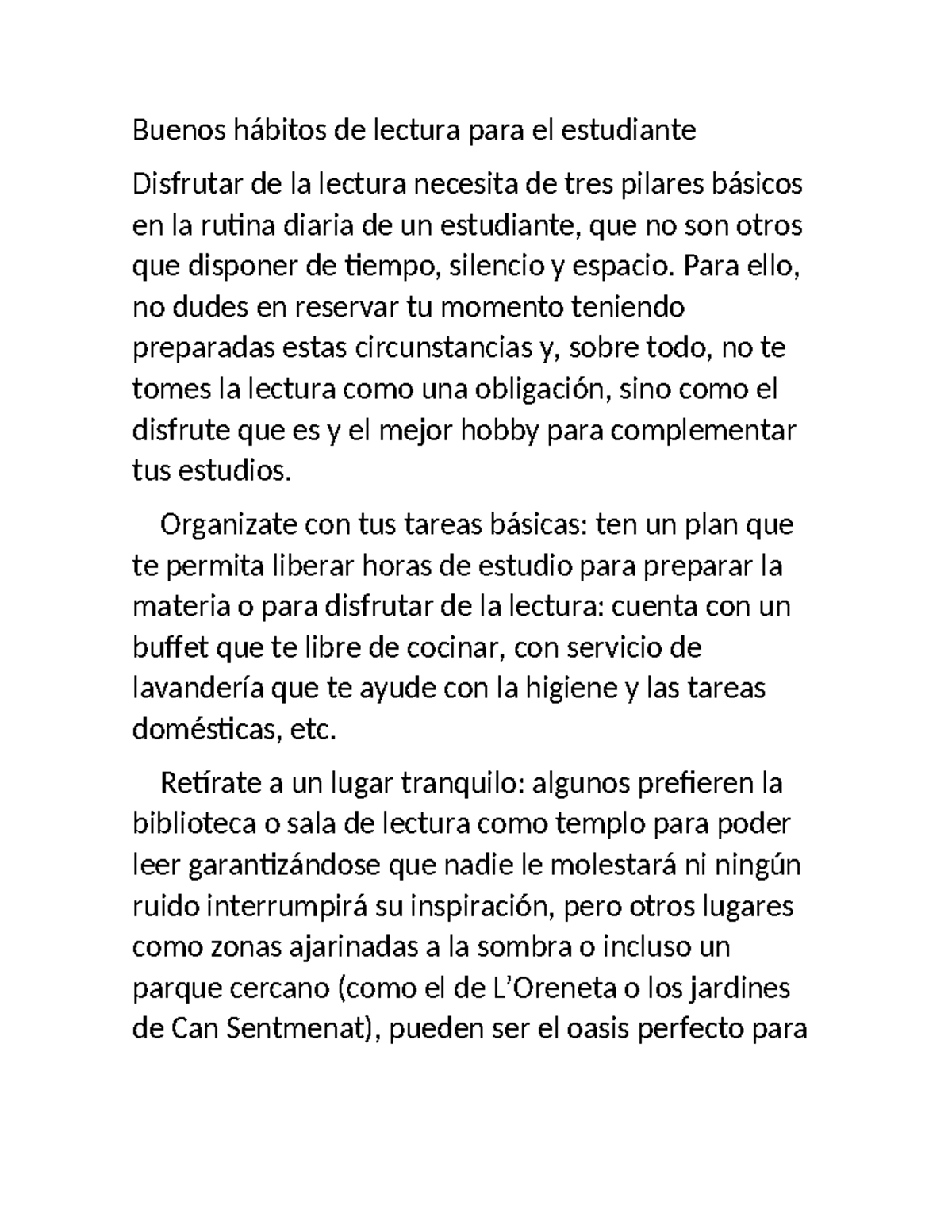 Buenos hábitos de lectura para el estudiante - Buenos hábitos de ...