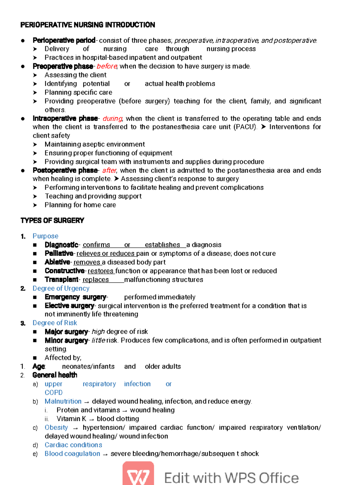 Perioperative Nursing - PERIOPERATIVE NURSING INTRODUCTION ...