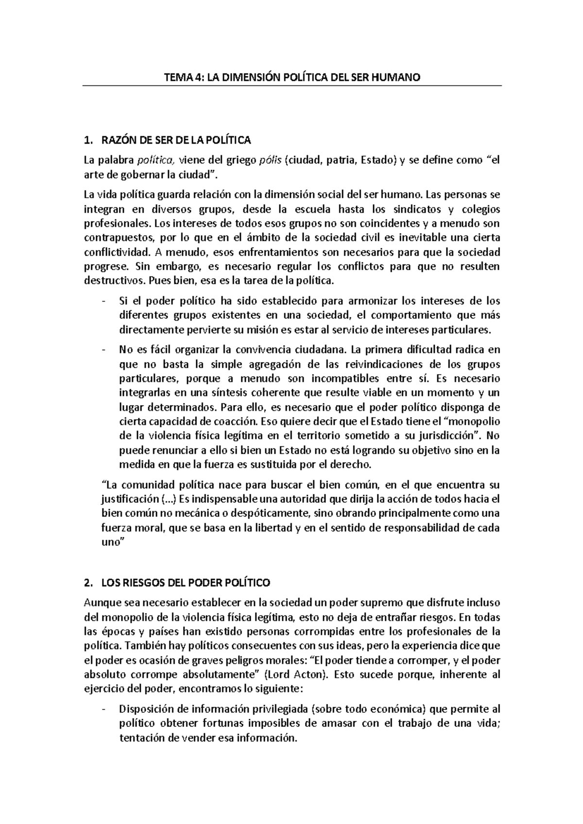 TEMA 4. Dimension POLÍTICA (P3) - TEMA 4 : LA DIMENSIÓN POLÍTICA DEL ...