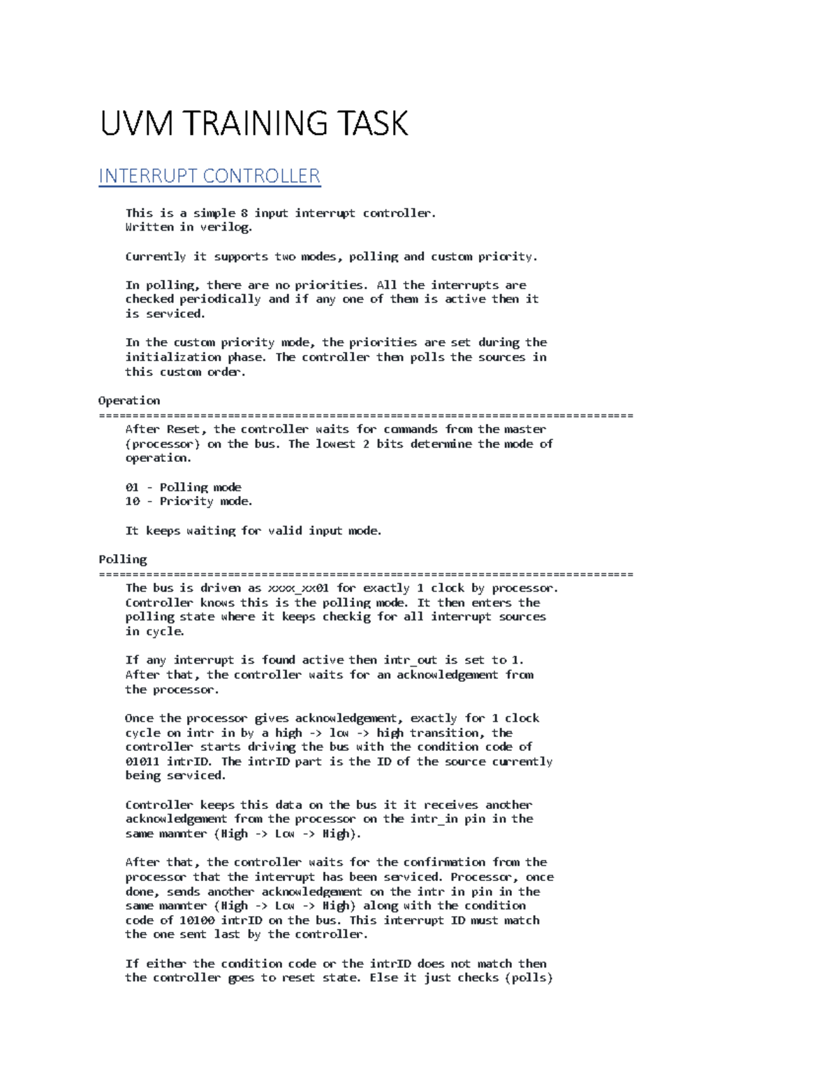 UVM Training TASK - task UVM - UVM TRAINING TASK INTERRUPT CONTROLLER ...