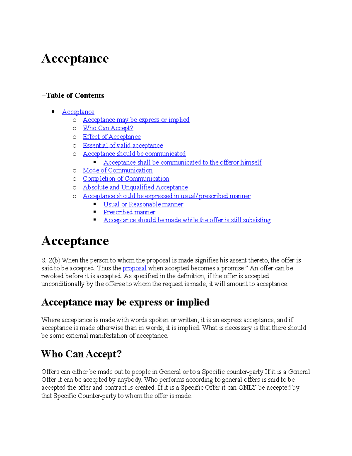 Acceptance - Lecture notes 1,2,3 - Acceptance −Table of Contents ...