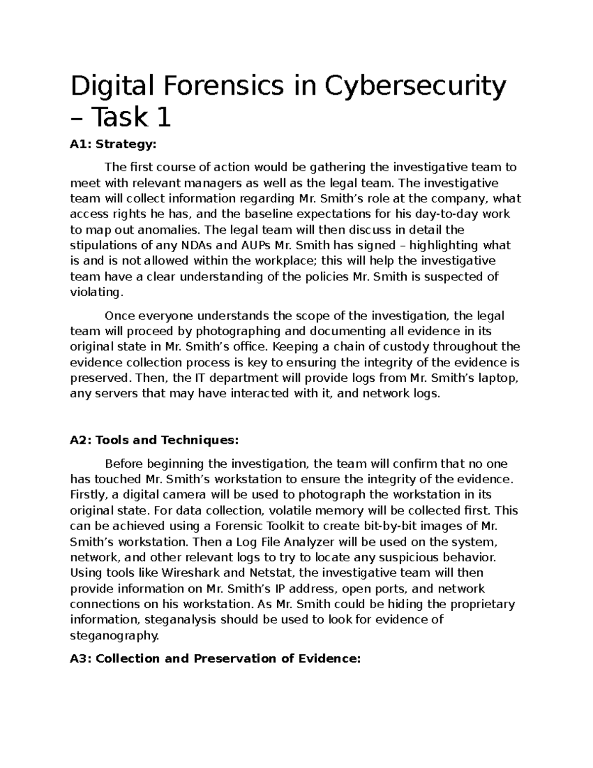 Digital Forensics in Cybersecurity - Task 1 - Digital Forensics in Cybersecurity – Task 1 A1 ...