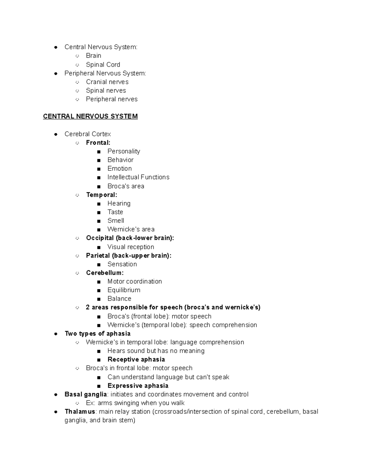 Health Assessment - Neuro - Central Nervous System: Brain Spinal Cord ...