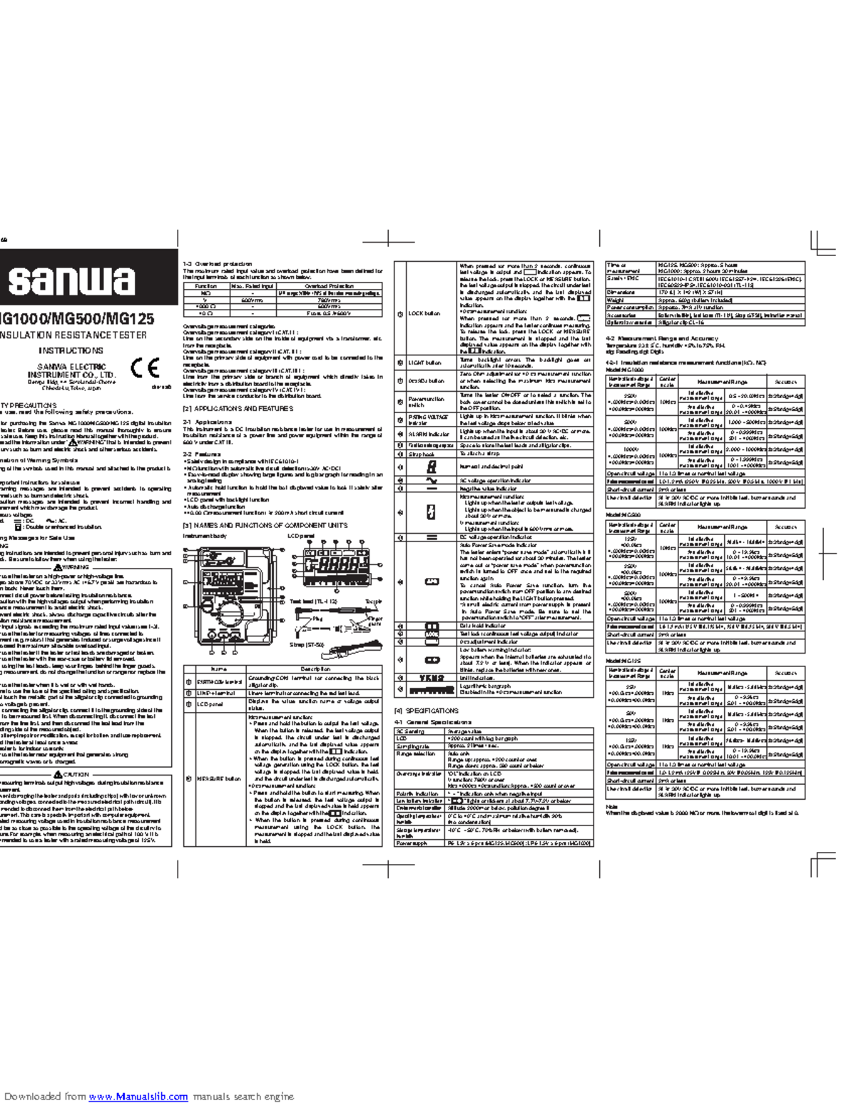 Mg1000 - TESTER ensure to prevent safe use prevent accidents to ...