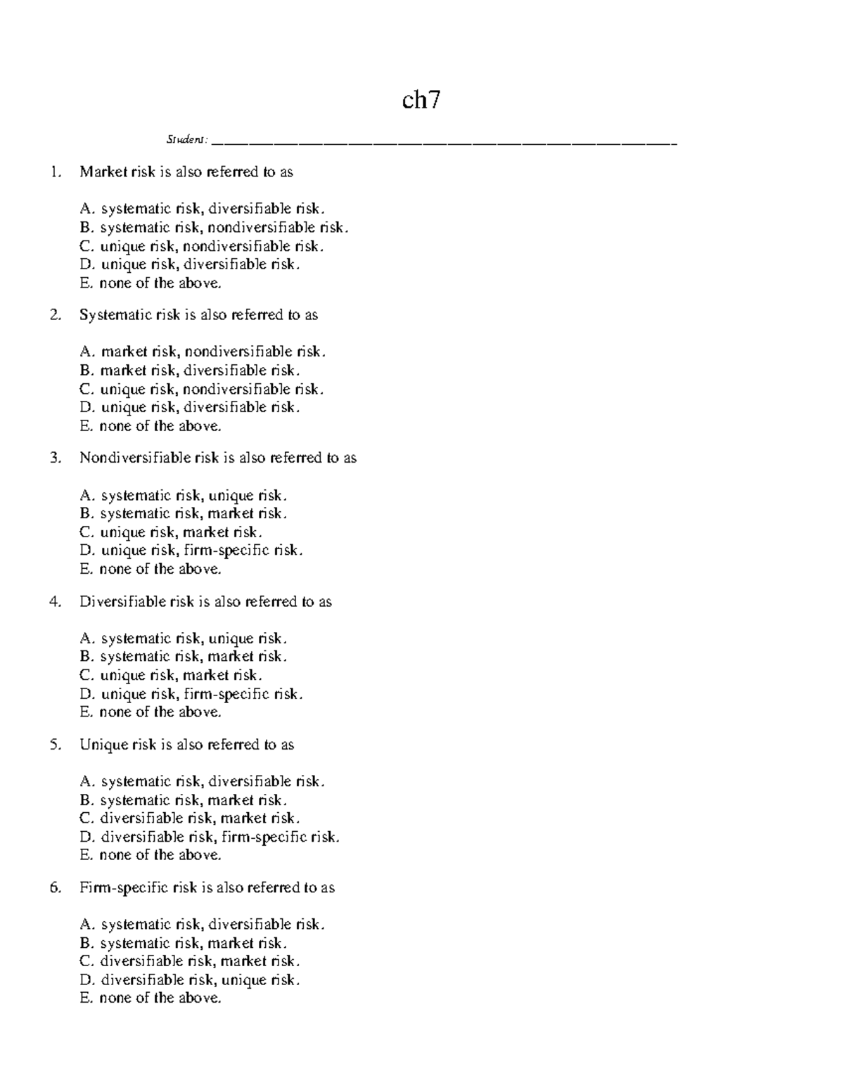 Chapter 7 - practice for 2624 - ch Student: - Studocu