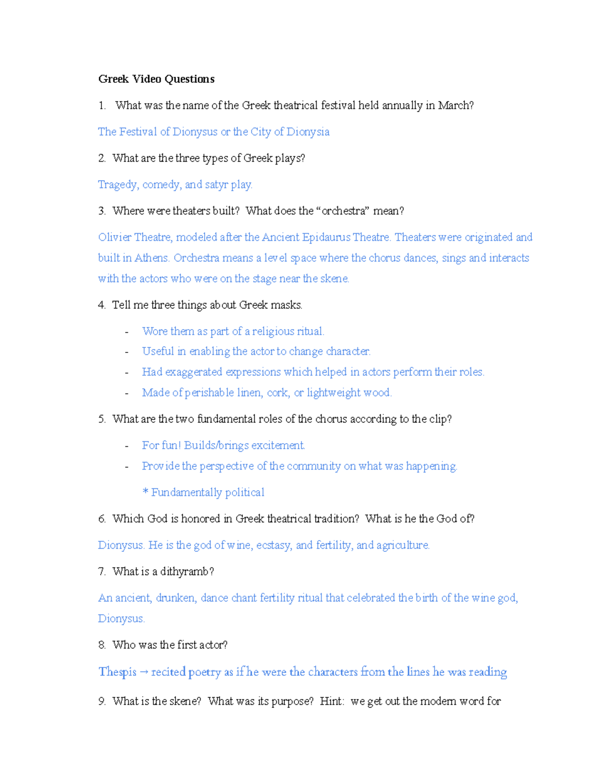 Questions and Answers to Greek Video - Greek Video Questions What was ...