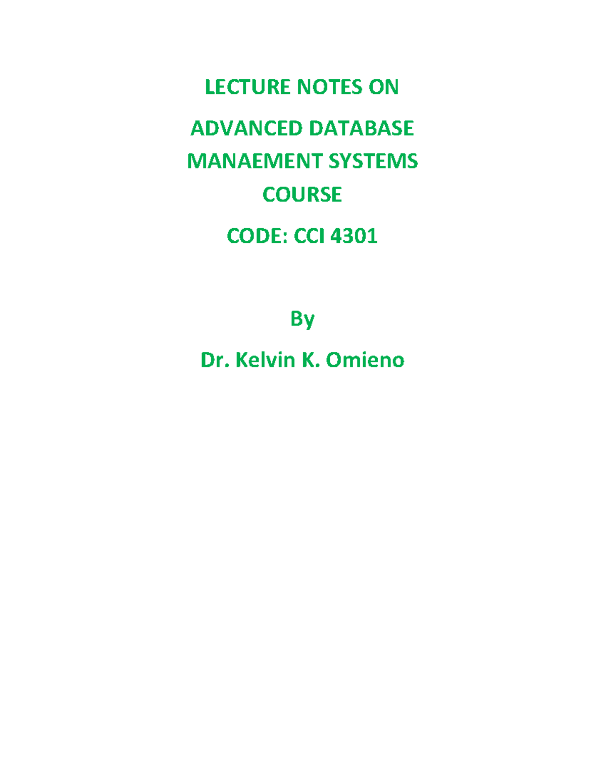 Ddbms- Lecture 1 - learning - Information Technology - Studocu