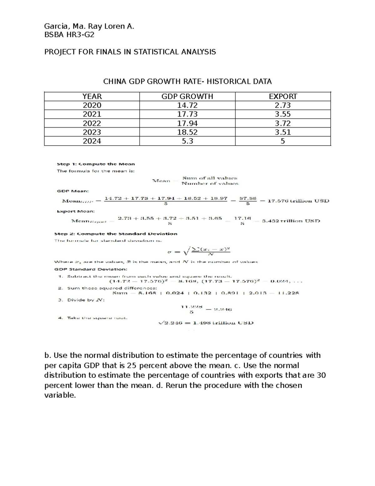 Project FOR Finals IN Statistical Analysis - Garcia, Ma. Ray Loren A ...