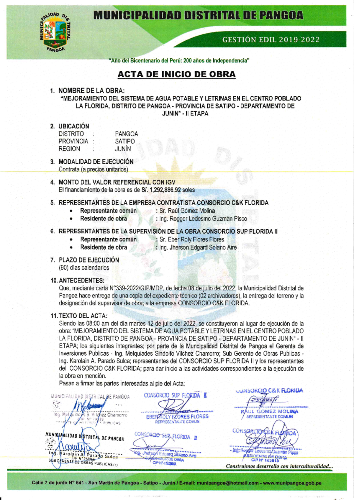 25. ACTA DE Inicio DE OBRA - Ingeniería Civil - Studocu