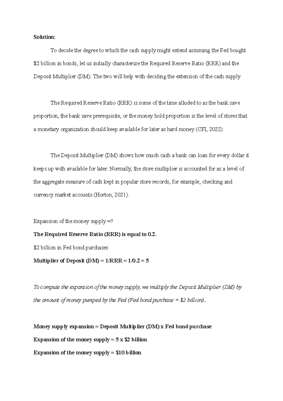 ECON 1580 Written Assignmnet Unit 7 - Solution: To decide the degree to which the cash supply ...