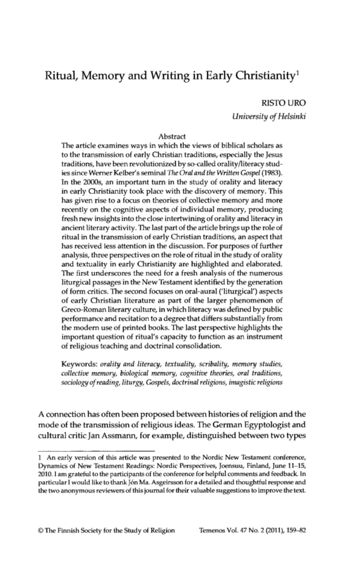 Ritual and writing in early christianity - Ritual, Memory and Writing ...