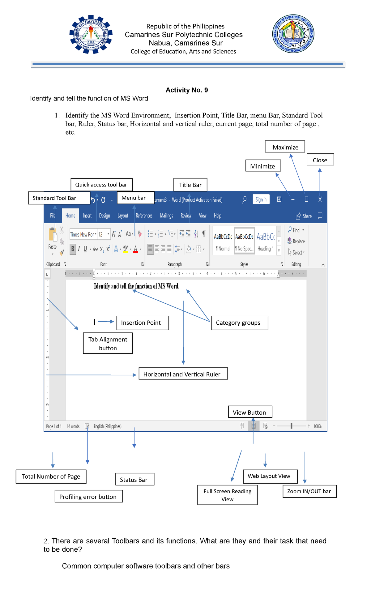 Microsoft word environment - Information Communication Technology - Studocu