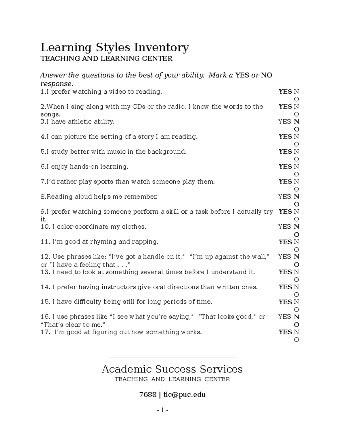 18. Nuraisyah AS2 - about me - Learning Styles Inventory TEACHING AND ...