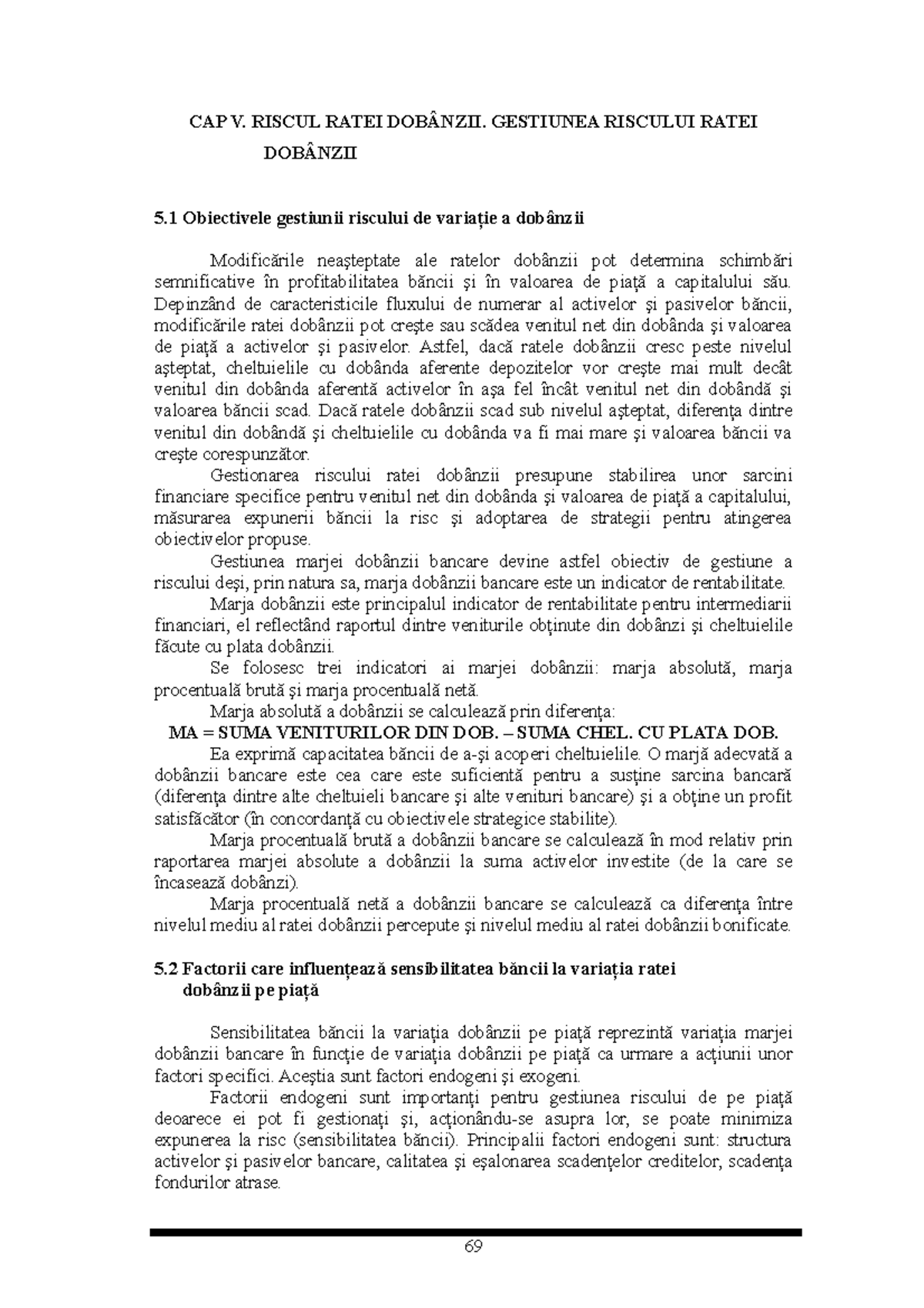 Articol Riscul Ratei Dobanzii original - CAP V. RISCUL RATEI DOBÂNZII ...