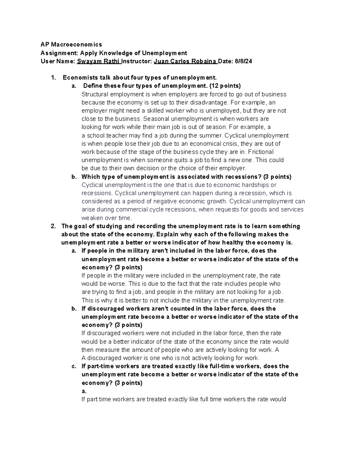 3.2.4 Assignment- AP Macroeconomics - AP Macroeconomics Assignment ...