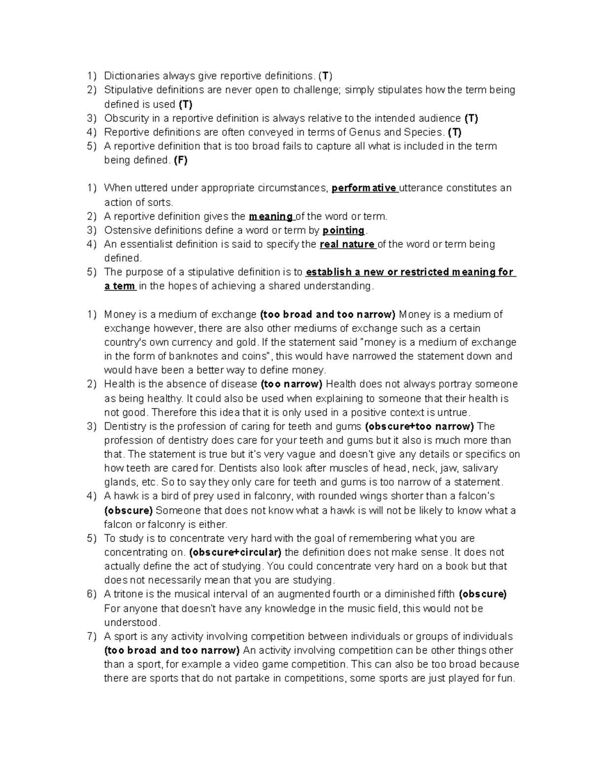 Assignment #2 Phil 100 - Dictionaries always give reportive definitions ...