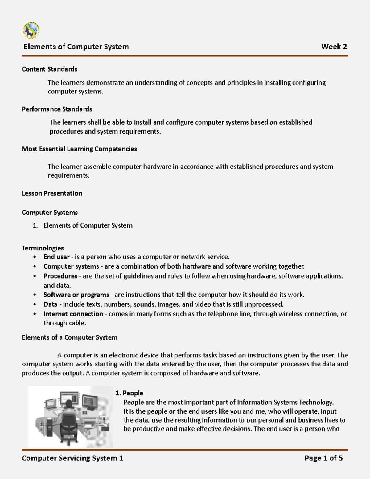 Week-2 - Sample Act - Content Standards The learners demonstrate an ...