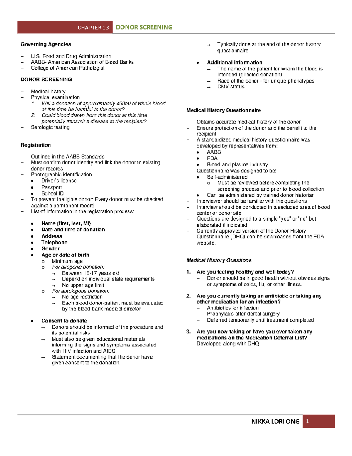Blood-banking-donor-screening compress - Governing Agencies U. Food and ...