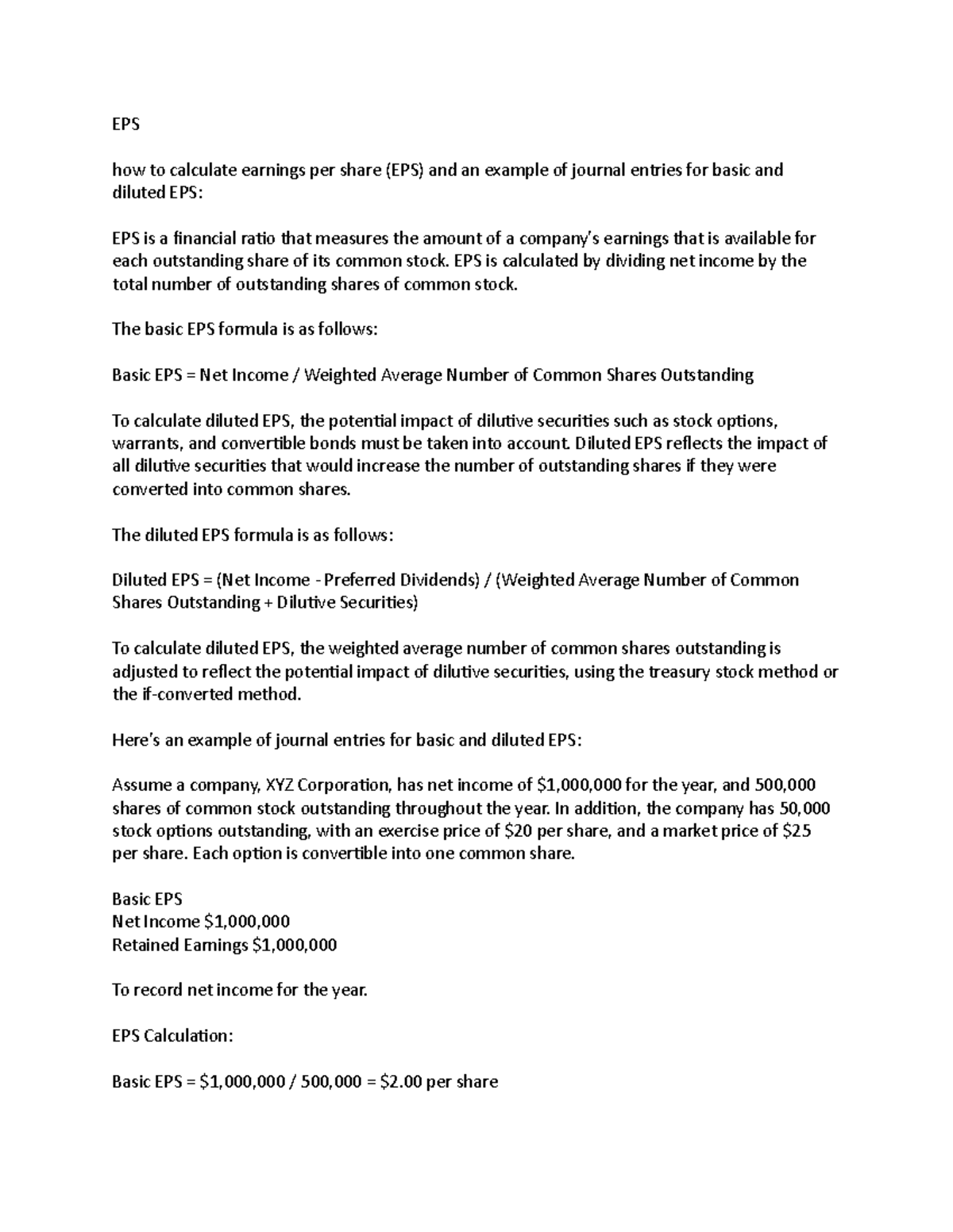 EPS - It is about calculation of EPS - EPS how to calculate earnings ...