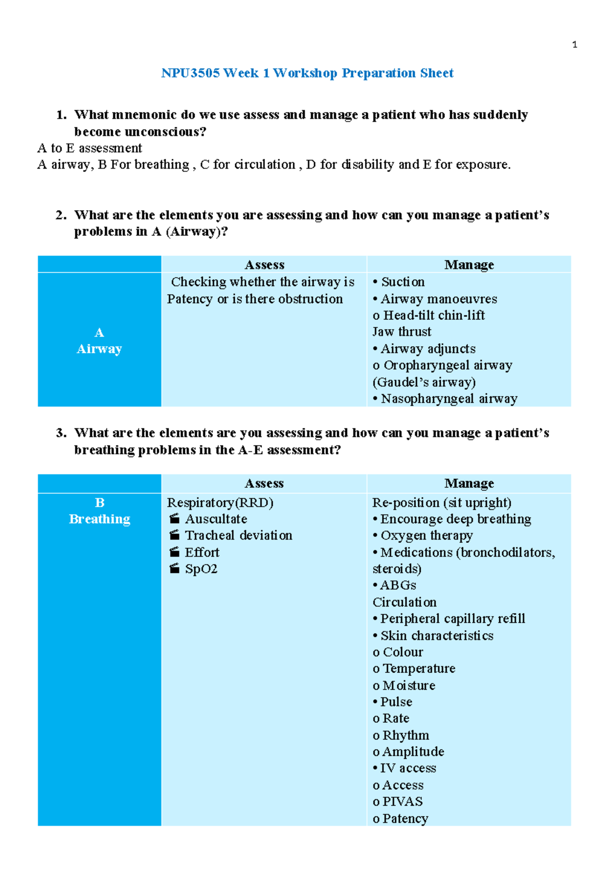 Week 1 Workshop Preparation Worksheet - 1 NPU3505 Week 1 Workshop ...