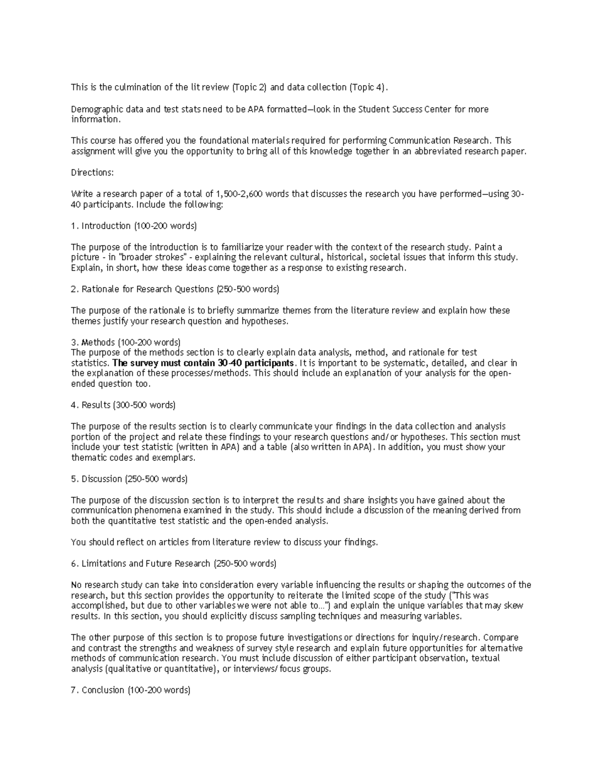 Benchmark - Developing the Research Report Instructions - This is the ...