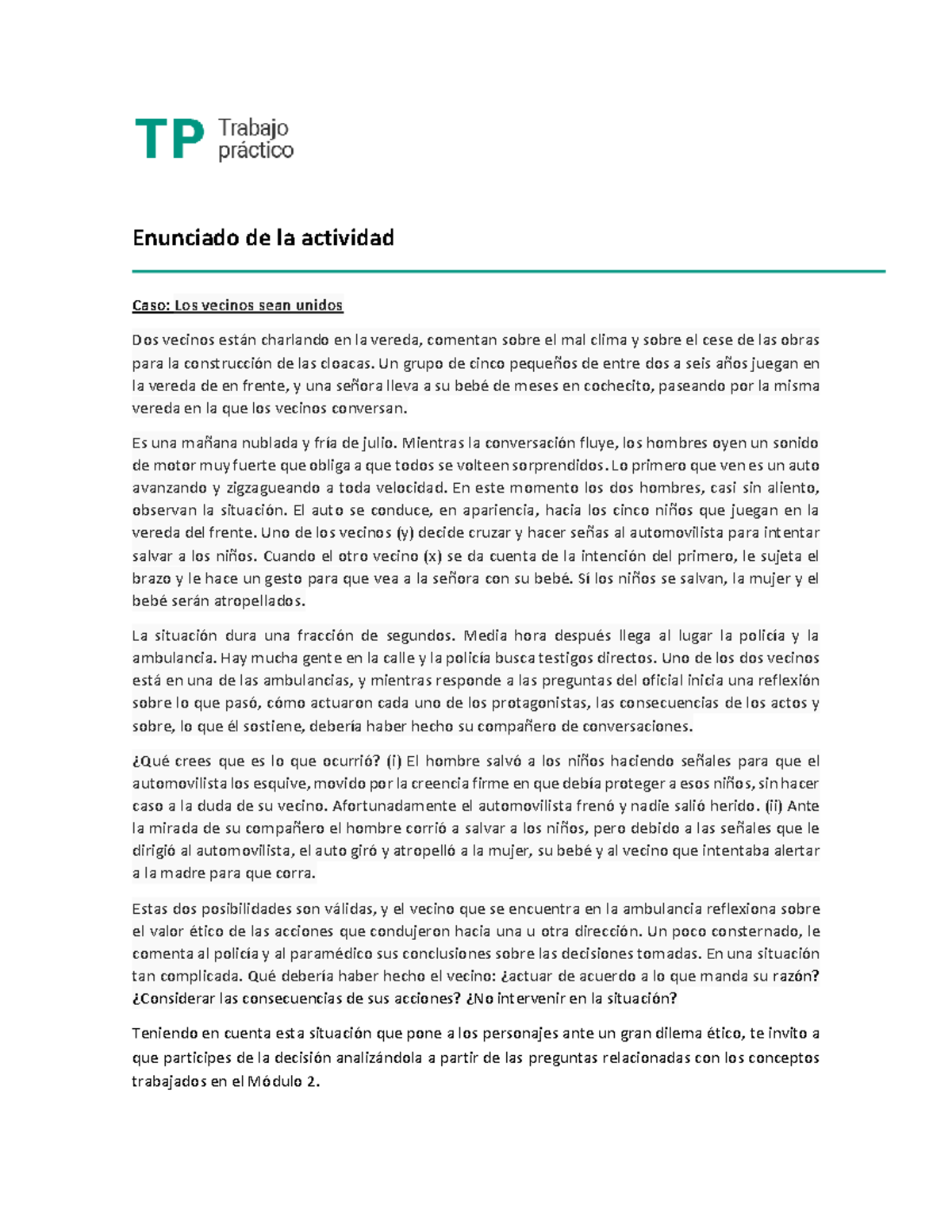 TP2 - Enunciado de la actividad - Warning: TT: undefined function: 32 Enunciado de la actividad ...