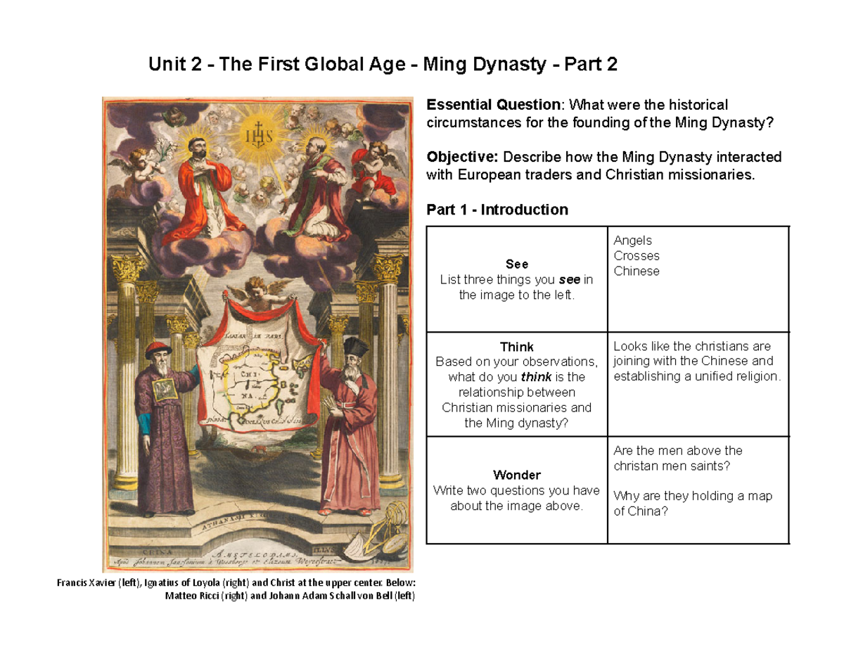 Ming Dynasty part 2 - Unit 2 - The First Global Age - Ming Dynasty ...