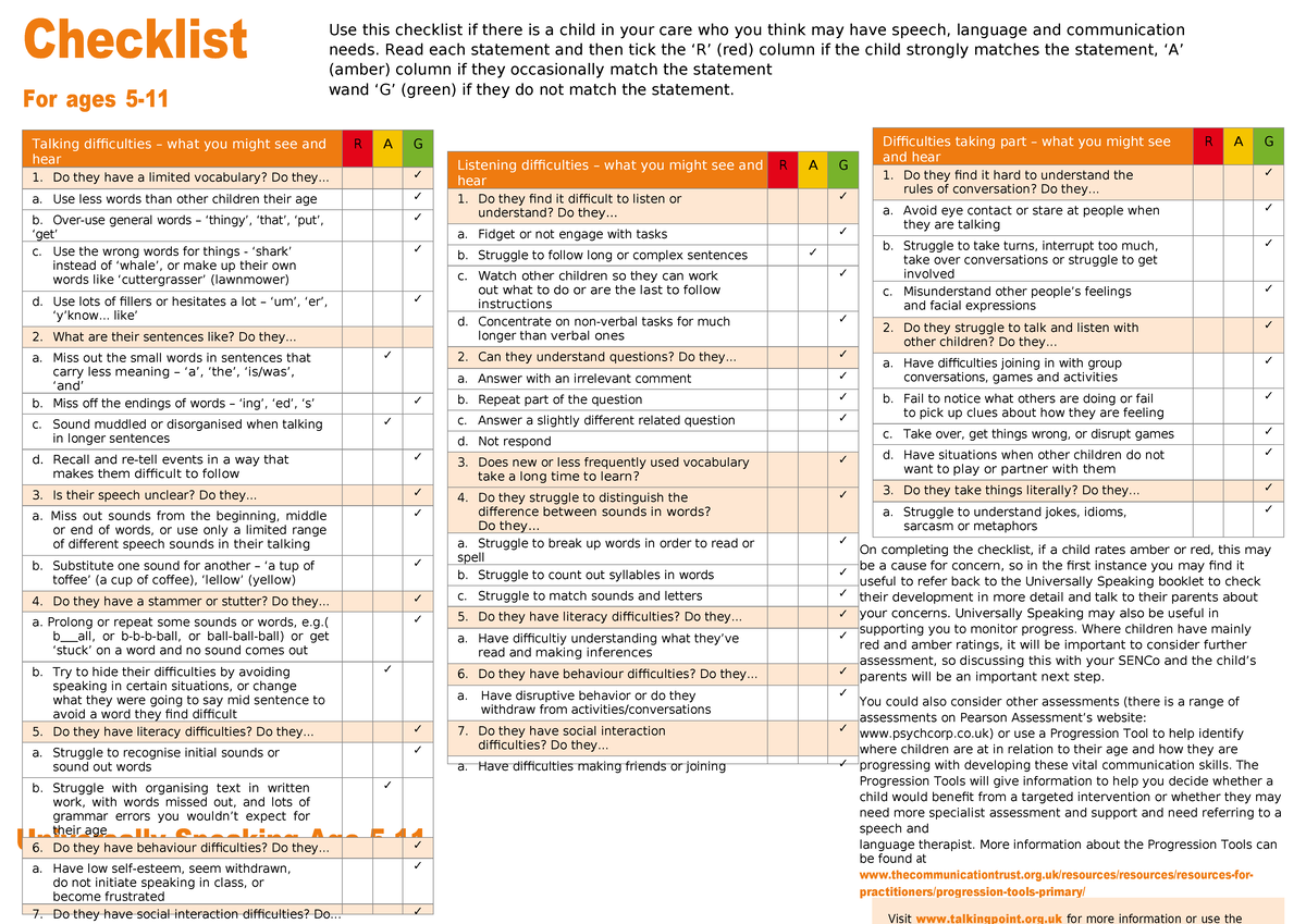 Checklist (SNED 4) - Checklist Use this checklist if there is a child ...