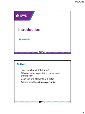 IURI 273 Summaries - SU 1-4 Study Notes - Study Unit 1 Introduction to ...