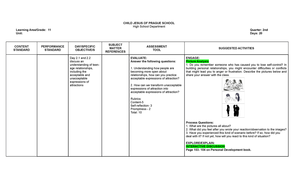 LP Per Dev Q2 - Personal development - CHILD JESUS OF PRAGUE SCHOOL ...